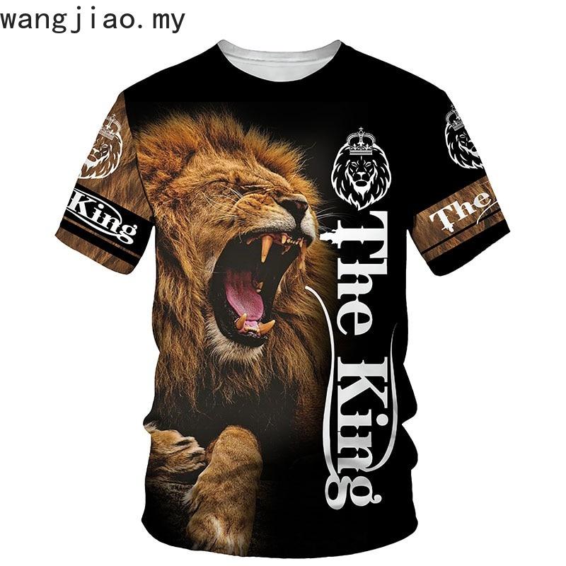 Kemeja-T Lelaki, Cetakan 3D Raja Singa, Gaya Baru Musim Panas, - TikTok ...