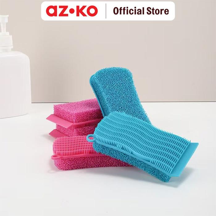 Jual AZKO Proclean Set 3 pcs Spons Pembersih Silikon - Pink/Biru Sponge ...