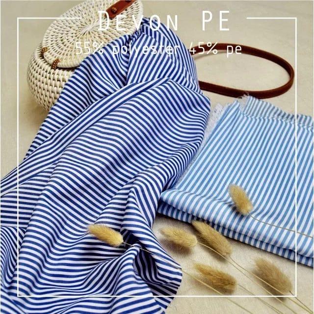 Kain KATUN PE GARIS motif DEVON 0.5 meter Biru - Shop | Tokopedia