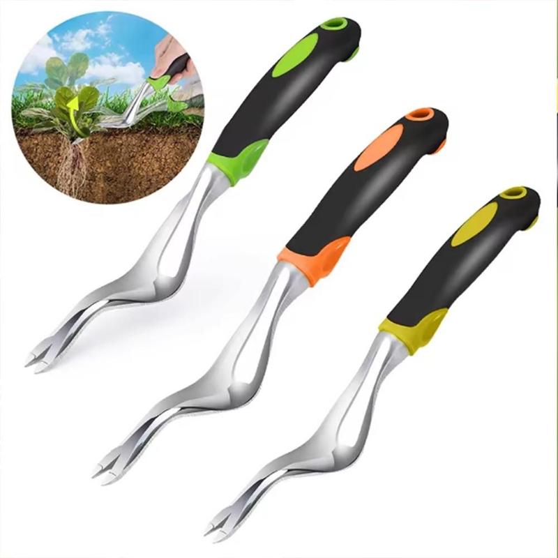 Compact Two-Pronged Fork Hand Weeder Tool with Ergonomic Handle ...