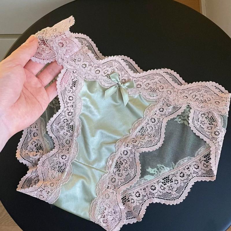 Thin Satin Sexy Panties Lace Low-Waist Breathable Briefs - TikTok Shop ...