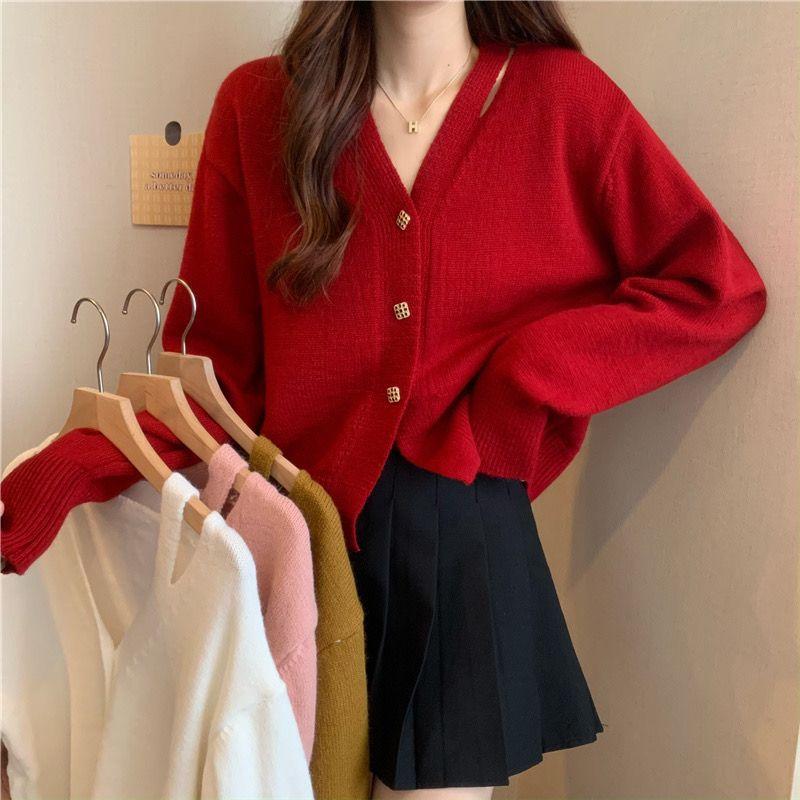 Autumn and Winter New Design Sense Niche Idle Style Chic V-neck ...