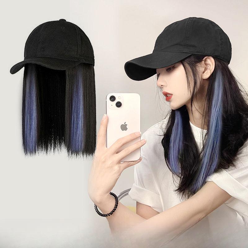 Kombo Topi Rambut Palsu, Untuk Wanita, Fesyen Musim Panas, Serba ...