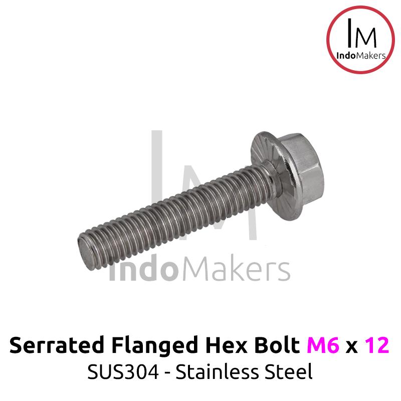 GB5789 Serrated Flanged Hexagon Bolt Stainless Steel SUS304 M6x12 ...