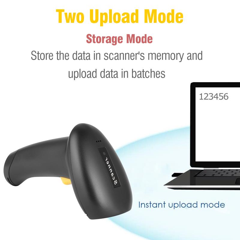 2.4G Wirelres Barcode Scanner 1D 2D QR Portable Bar Code Reader ...