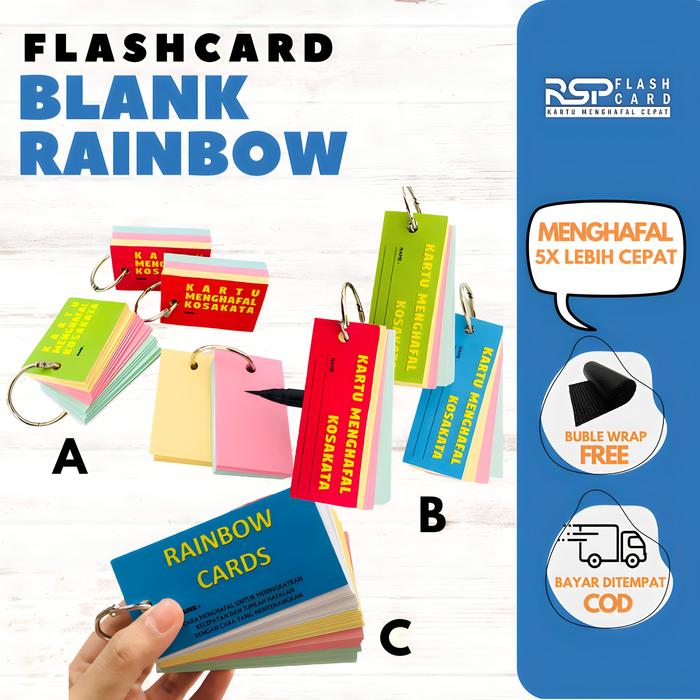 Promo Flashcard Notes Rainbow Kartu Notebook Buku Kertas Paper ...