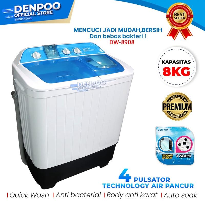 Denpoo Mesin Cuci 2 Tabung DW 8908 4P 8KG - Shop | Tokopedia