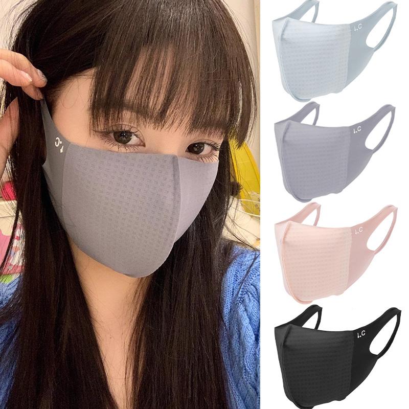 Spring Summer Waffle Ice Silk Mask Solid Color Breathable Traceless ...