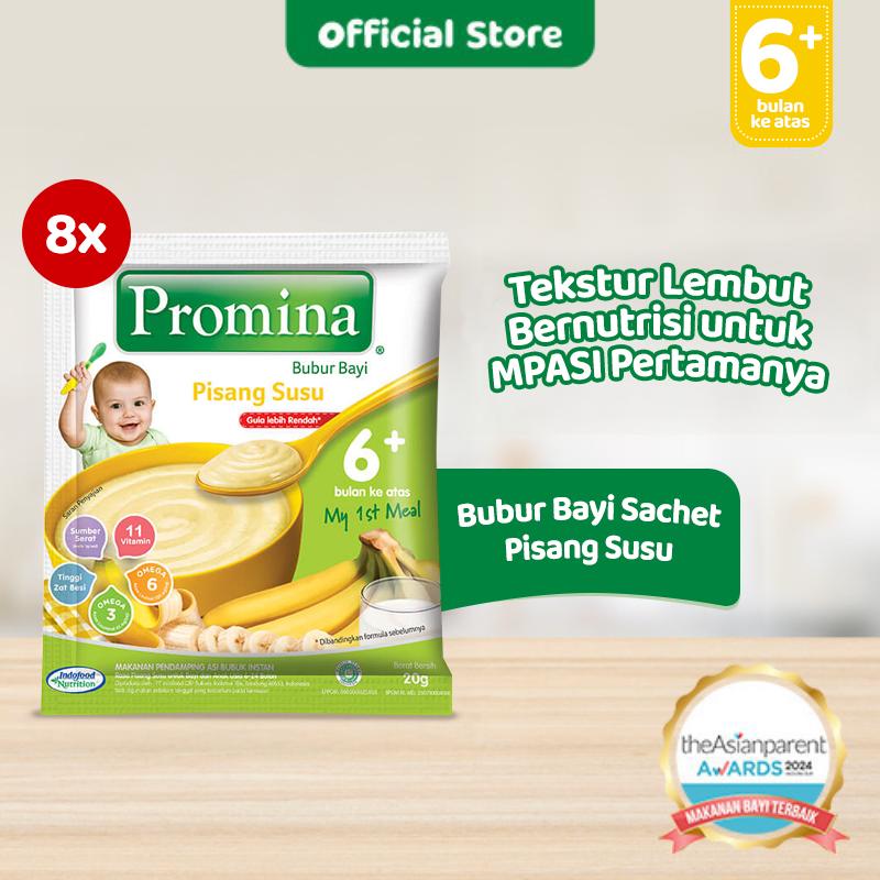 8 PCS - Promina Bubur Bayi 6+ Pisang Susu Sachet 20 Gr - Shop | Tokopedia