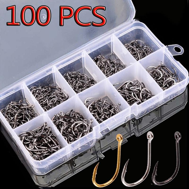 Set Mata Kail Pancing, 100Pcs, Bahan Keluli Karbon, Mata Kai - TikTok ...