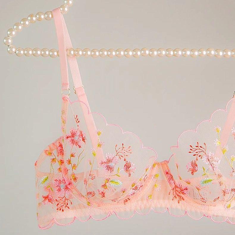 New Sexy Lace Transparent Underwear Women'S Set Thin Soft Underwire ...