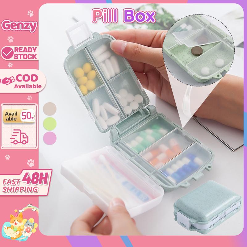 Pill Box Pill Pouches 8 Divider Clamshell Design Medicine Tablet ...