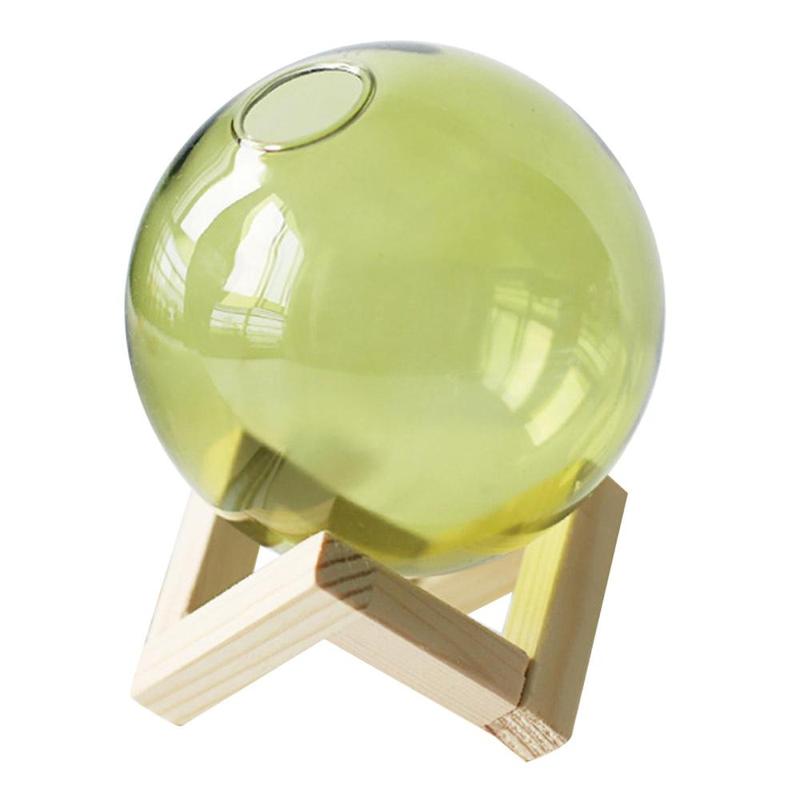 Spherical Glass Vase with Wood Stand Weddings Glass Bud Vase Home Decor ...