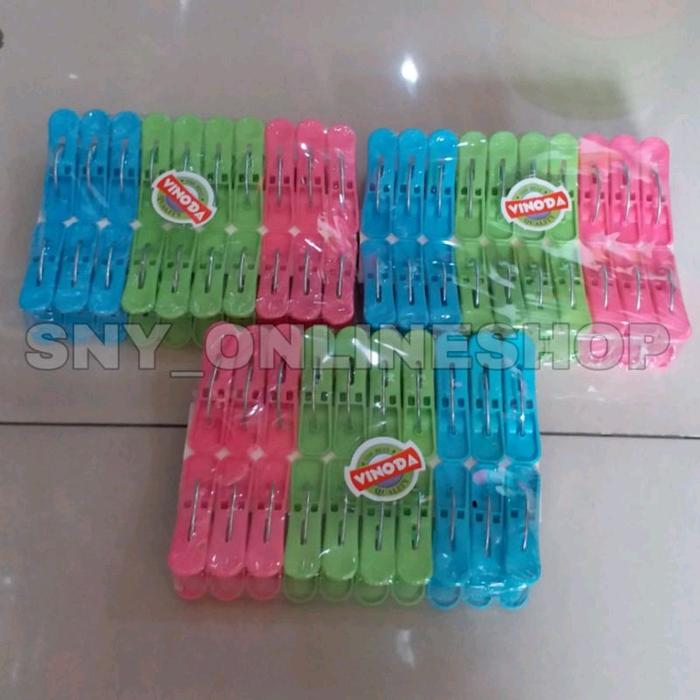 Jual Jepitan Jemuran / Jepitan Baju / Laundry Clips Vinoda (1 Pak ...