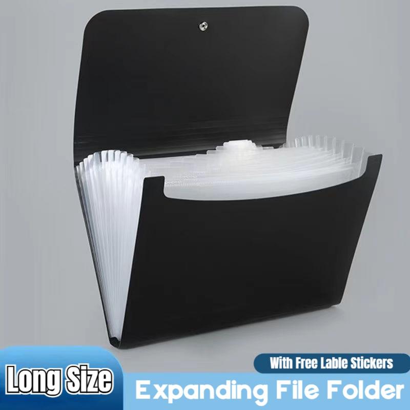 12-Pocket Long Size Expanding File Folder PP Waterproof Document ...