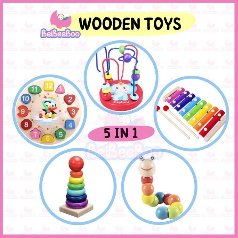 Mainan Kayu Montessori, Jam Bertindan, Manik Ulat Padanan, Mainan Kanak ...