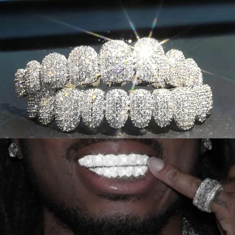 2pcs/ Set Hip Hop Cubic Synthetic 5A Zirconia Teeth Grills Punk Tooth ...