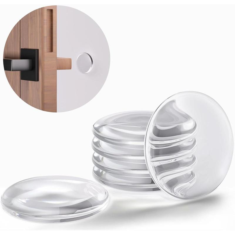 6-Pack Clear Rubber Door Knob Wall Protectors, 2" Round Self-Adhesive ...