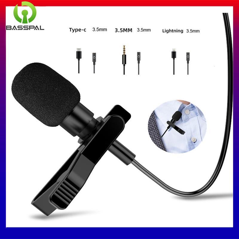 Mini Portable microphone, basspal, 2m length, full clip on lapel ...