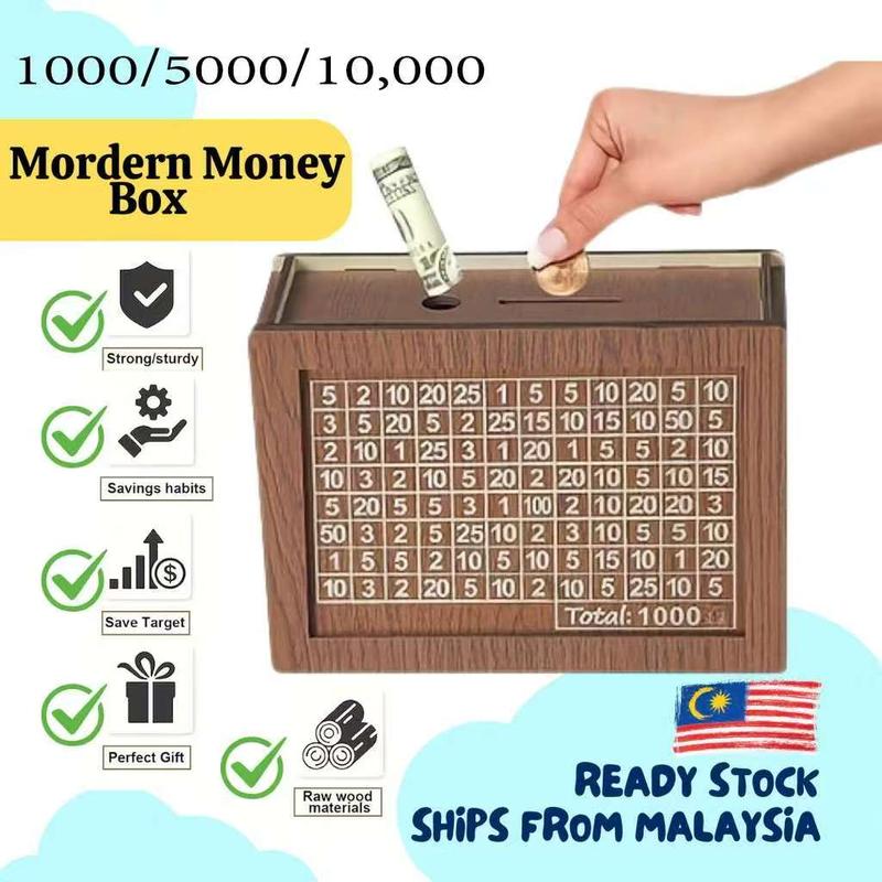 Kotak Simpanan Wang, Gaya Moden, Diperbuat daripada Kayu, Dengan Nombor ...
