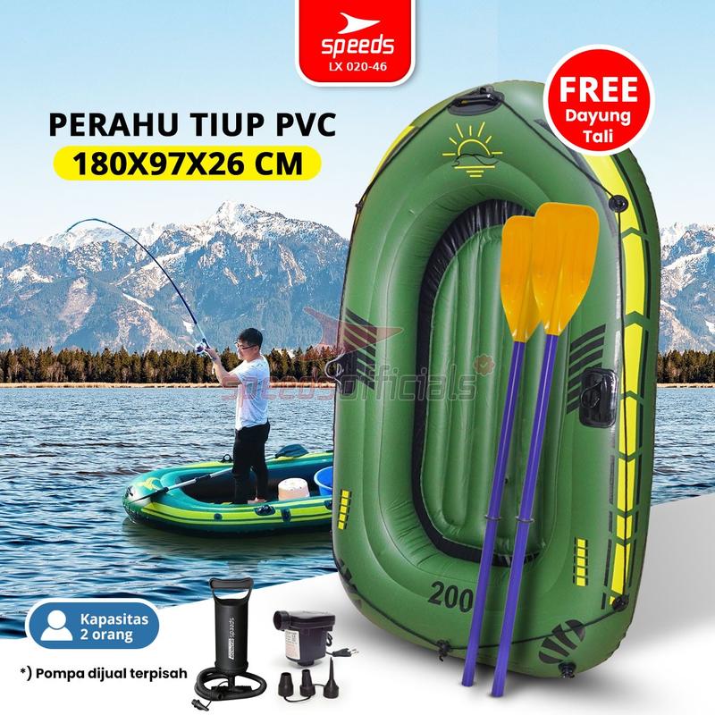 SPEEDS Perahu Karet Tiup Mancing Kayak + Dayung Inflatable Rafting ...