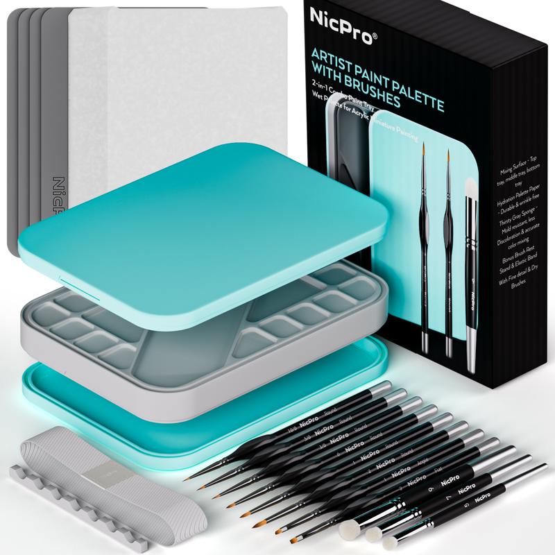 Nicpro Miniature Painting Kit with Wet Palette & 11 Pack Detail ...