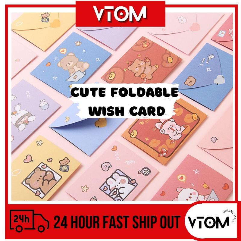 VTOM Cute Foldable Wish Card Mini Gift Card Birthday Party Supplies ...