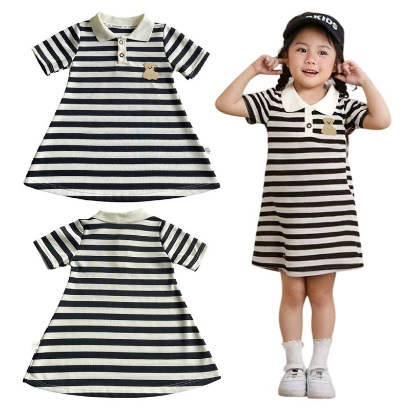 Toddler Girl Cartoon Bear Print IG-Worthy Baby Gril Stylish A-Line - TikTok Shop Philippines