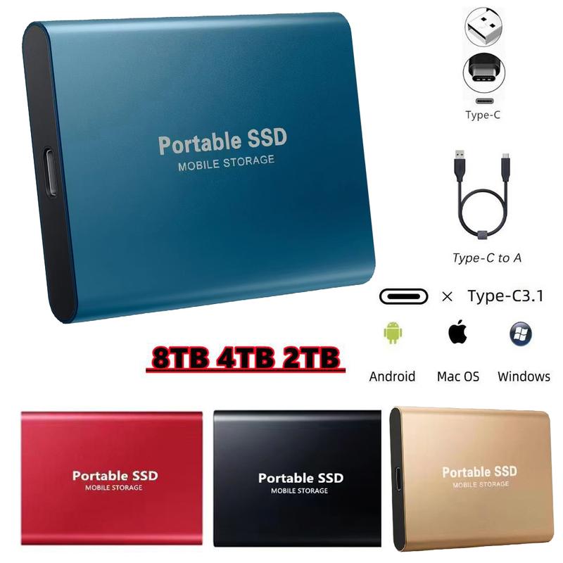 8TB 4TB 2TB USB 3.1 SSD Portable Flash Memory Portable SSD Type-C ...