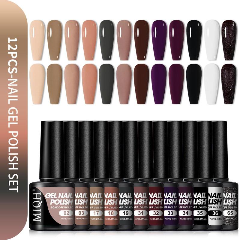 All-in-one Gel Nail Polish Set, 12pcs/set Long Lasting Nail Polish Gel ...