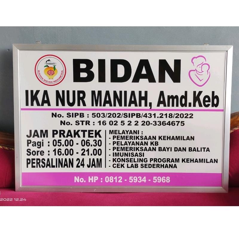 Papan Nama Bidan Dokter Perawat + Lis Aluminium Plang Akrili - Shop ...