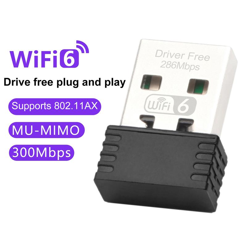 Penyesuai WiFi USB Tanpa Wayar WiFi 6 Penerima Tanpa Pemacu 300Mbps ...