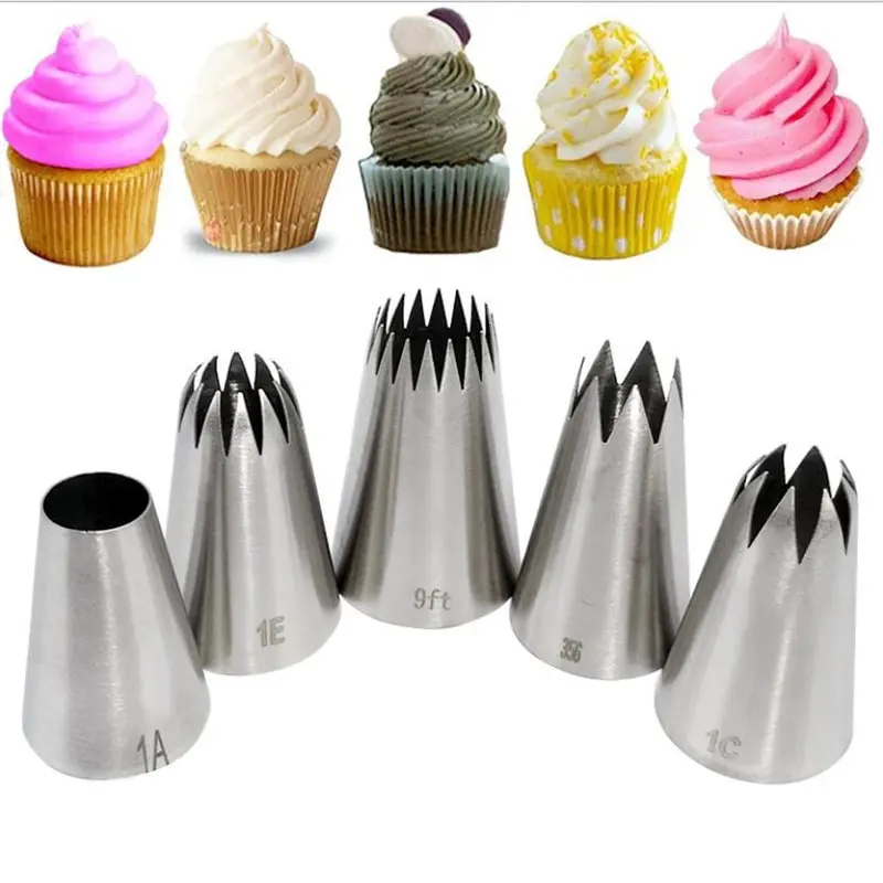 5Pcs Large Metal Cake Cream Decoration Tips Set Pastry Tools Stainless ...