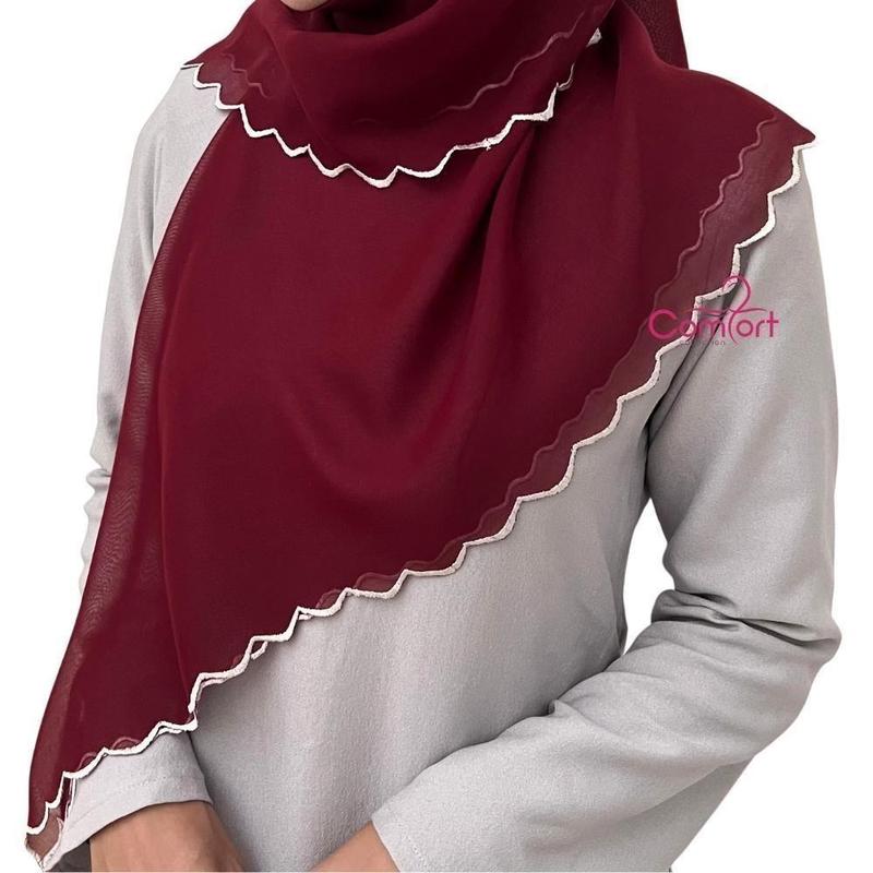 "Bawal Sulam Cotton SOPHIA Embroidery Premium Plain Scarf // - TikTok ...
