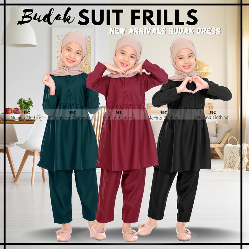 Baju Frills Dress Budak Muslimah Suit Como Crepe Dengan 8 Pilihan ...