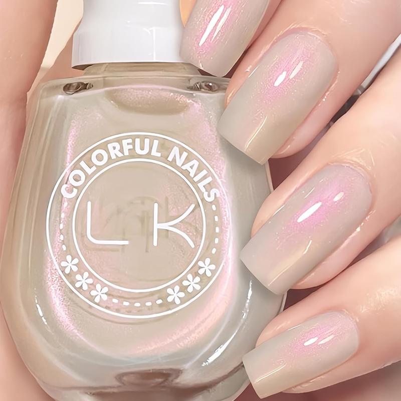 White Polish - Gel Polish with Pink Finish, Pearly Translucent White ...