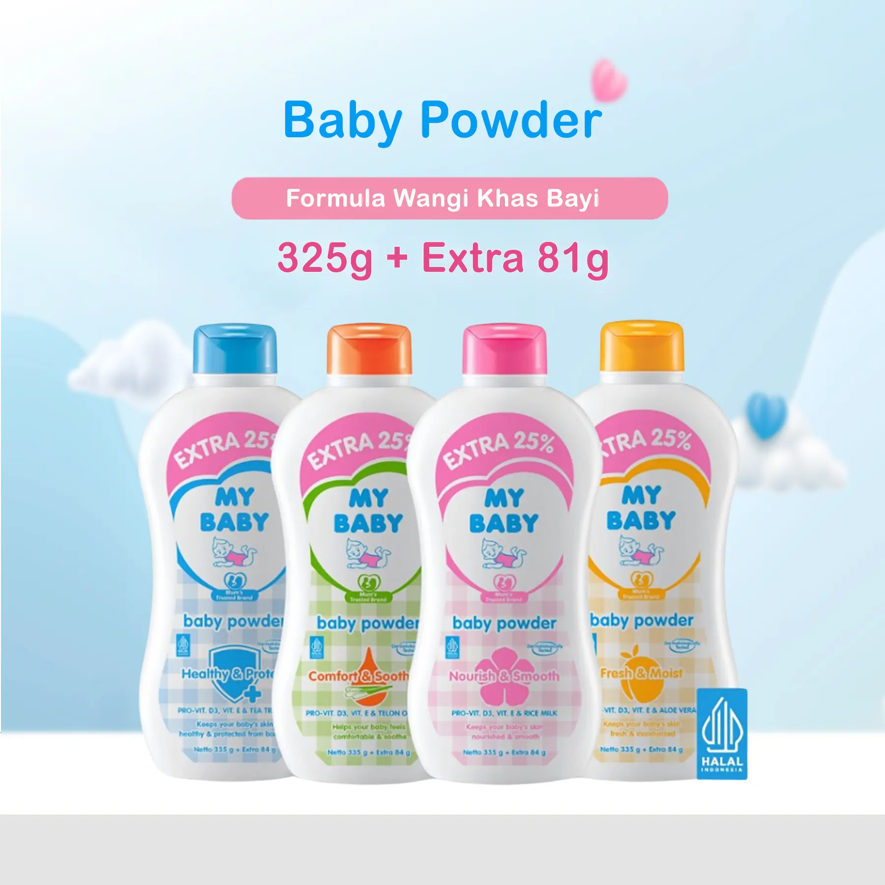 My Baby Bedak Powder Bayi 325gr+81gr - Bedak Bayi Wangi Bunga Perawatan ...