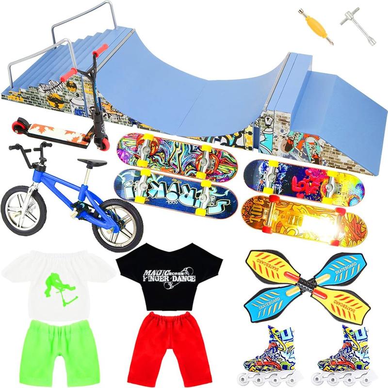 Half-Pipe Ramp Skate Park Kit, Bigger Fingerboard Ramps Set with ...