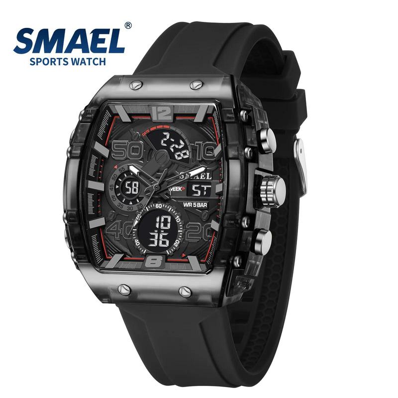 Jam Tangan Elektronik, SMAEL 8109, Paparan Dwi LED Lampu Malam ...