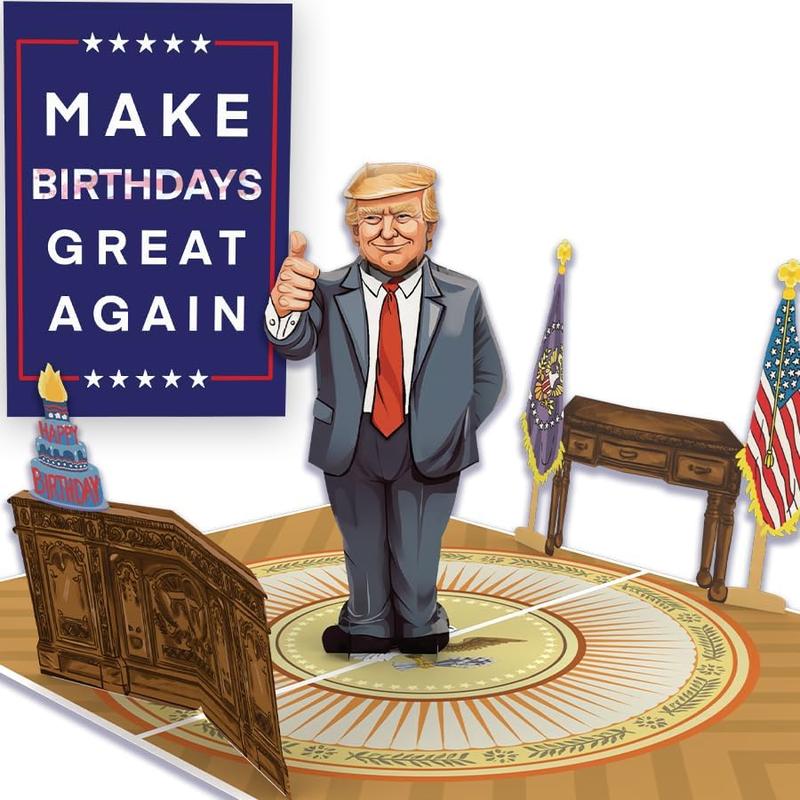 Donald Trump Birthday Card | Up Card with 3D Trumps Real Voice in Oval ...