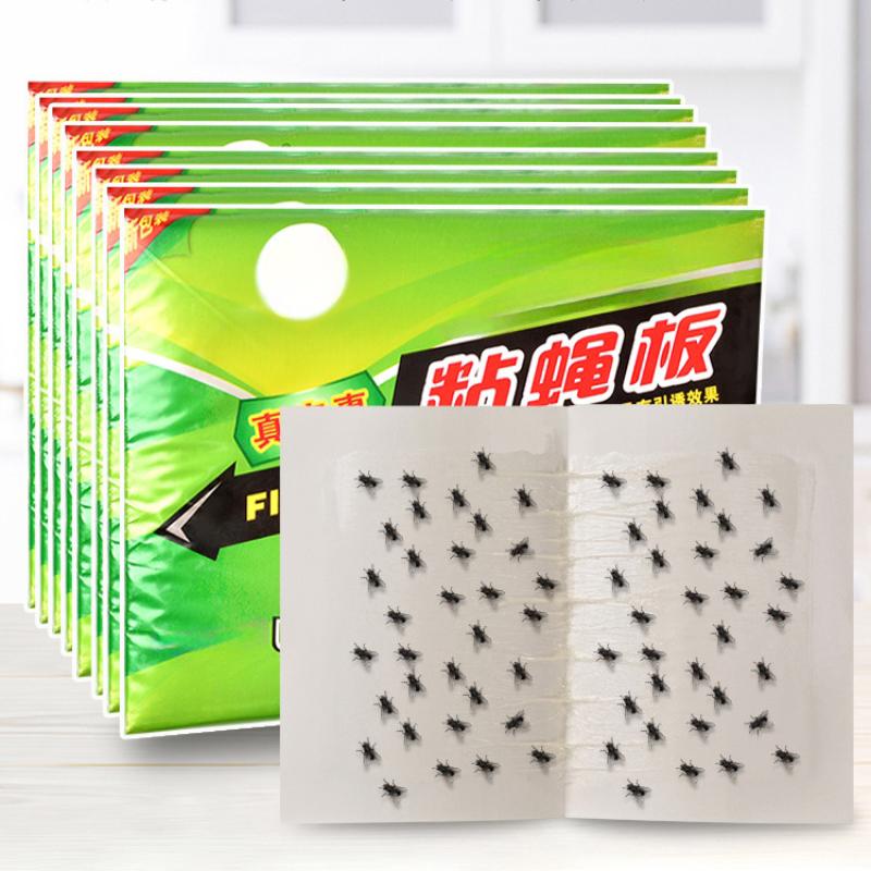 10Pcs 1Bag Fly Insect Sticky Board Fly Catcher Strong Fly Paper Sticker ...