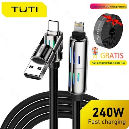 Tuti 4 In 1 240W Kabel Data PD Fast Charging Kabel Casan Tipe C+Usb ...