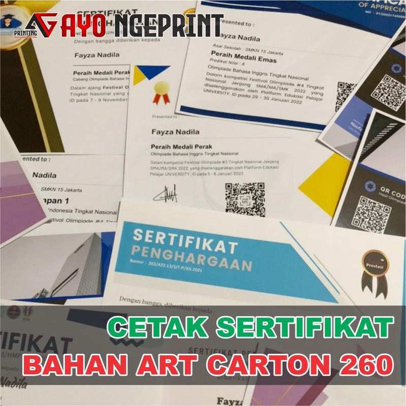 Cetak Sertifikat / Piagam Custom Ukurat A4 Bahan Art Carton 260 - Shop ...