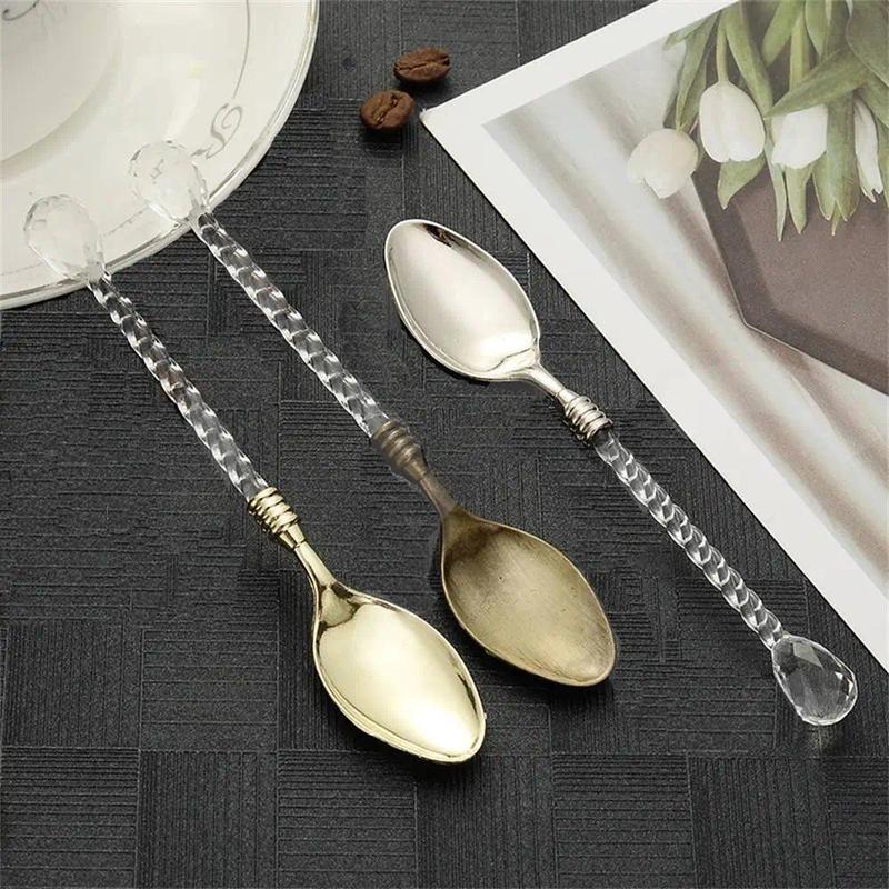 1PC Vintage Zinc Alloy Coffee Spoon - Elegant Crystal Handle - TikTok ...