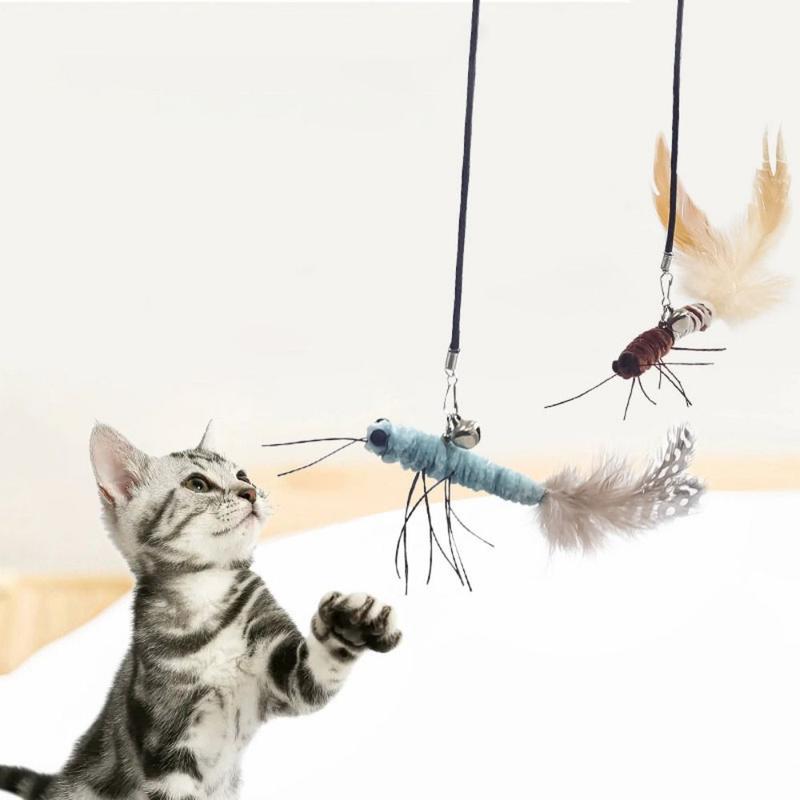 Cat Feather Toy Simulation Insect Cat Teaser Stick Bite Resistant ...