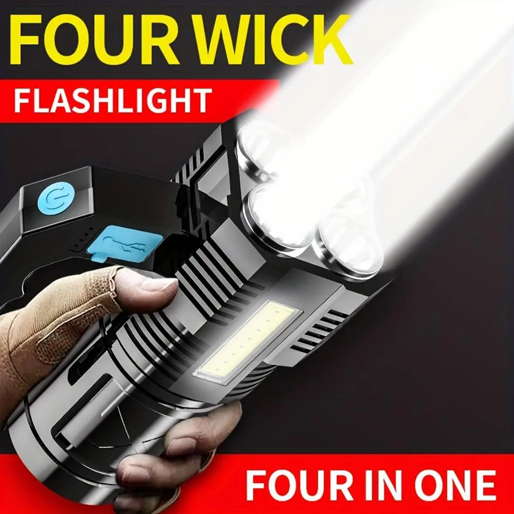 1 Piece 4 In 1 Portable Strong Torch With Handle, LED Flashlight Super ...