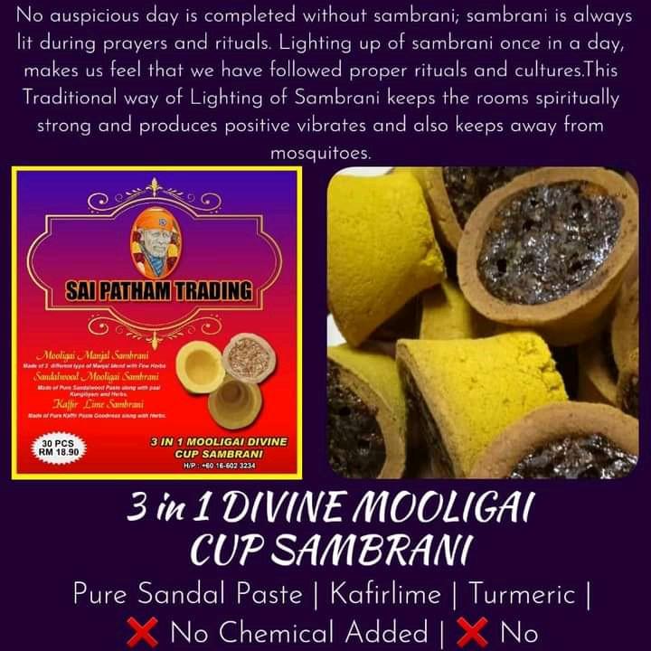 Clearance stock RM 12.00 3 in 1 DIVINE MOOLIGAI CUP SAMBRANI - TikTok ...