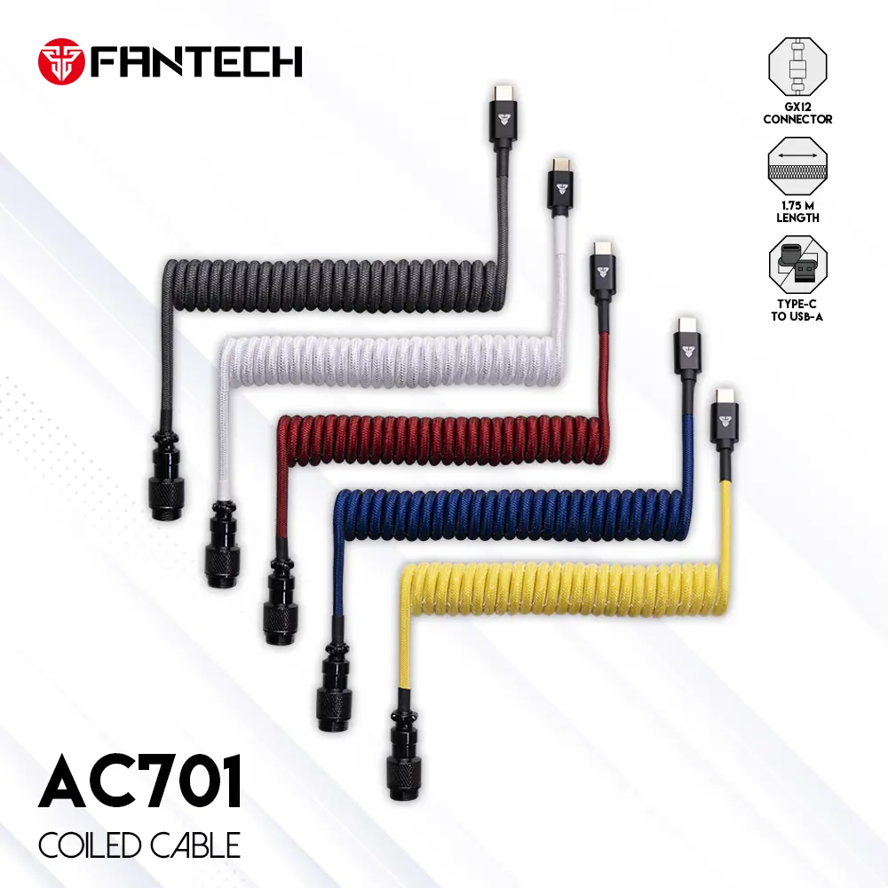 Fantech Coiled Cable Type C Aviator AC701 Kabel Keyboard Mechanical ...