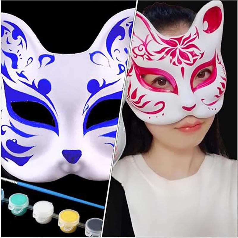 Topeng Foxes, Gaya Anime, Cosplay Jepun, Rave, Lukisan Tangan, - TikTok ...