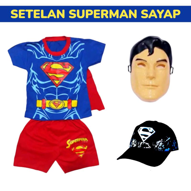 Kostum Baju Anak Laki Superman Sayap Pendek Gratis Topeng - Shop ...